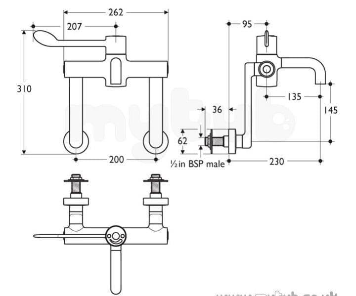 Armitage Shanks Markwik S8243AA thermostatic mixer tap with extended ...