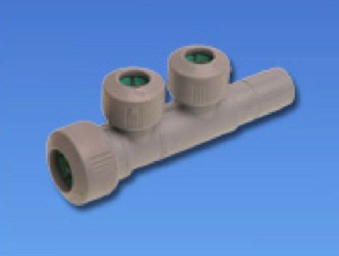 Hepworth Hep2O 22mm x 15mm in line 2-port spigot / socket manifold ...