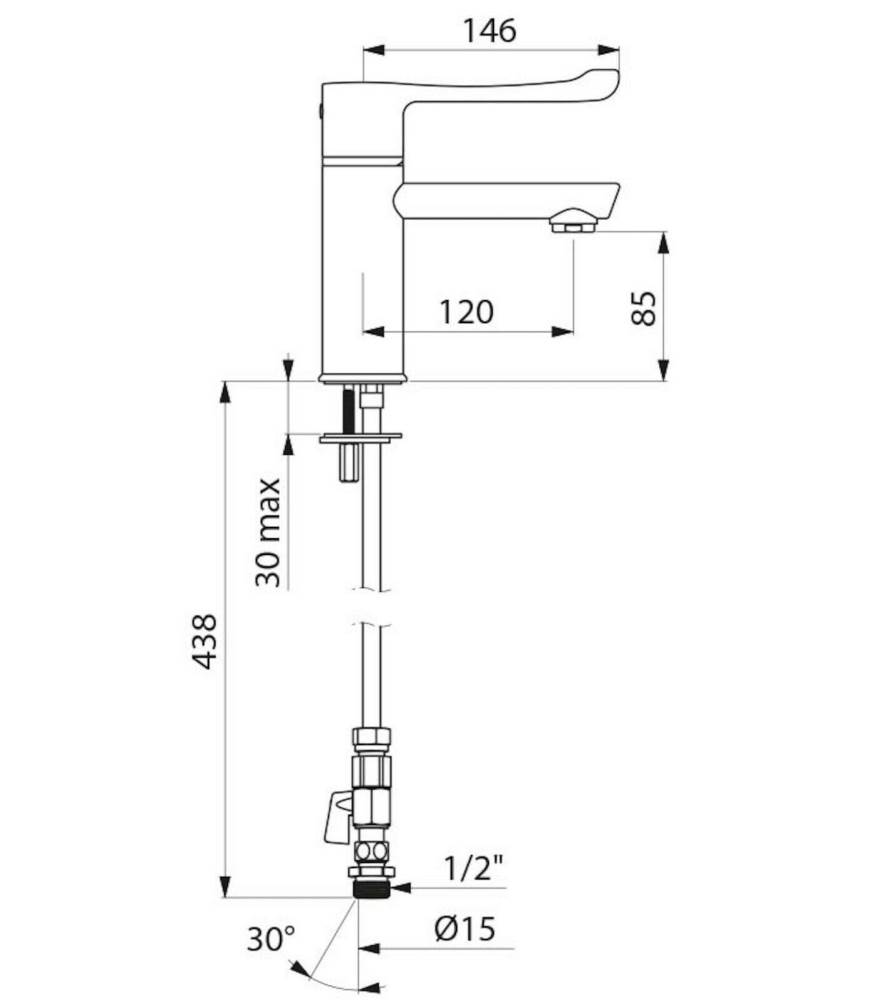 Delabie Securitherm Bioclip sequential basin mixer tap. Thermostatic ...
