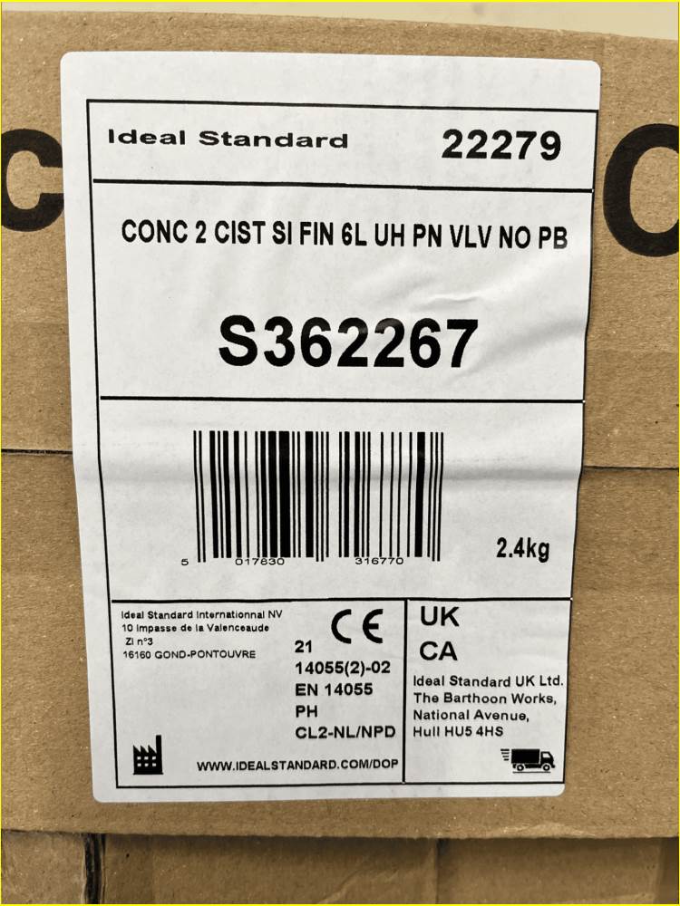 Armitage Shanks Conceala 2 pneumatic concealed toilet cistern. 6l flush ...