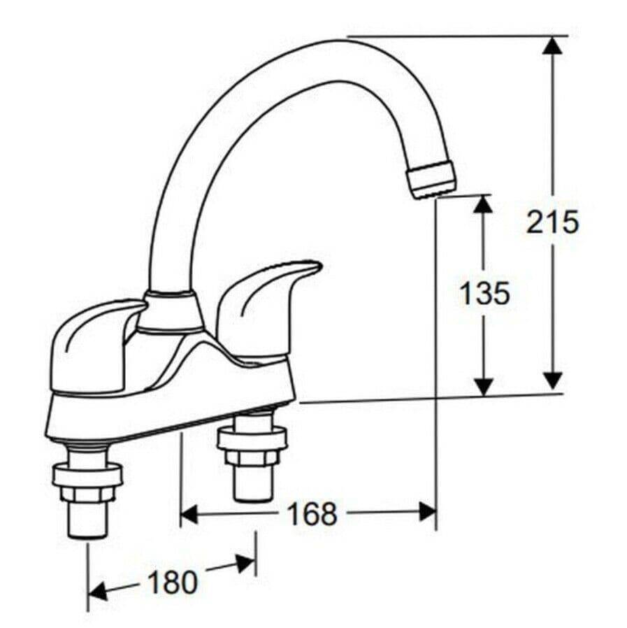 Pegler Haze deck mounted sink mixer tap with dual flow tubular spout ...