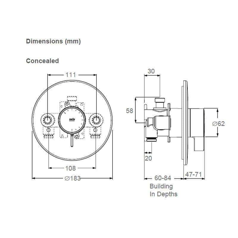 Rada V12 concealed thermostatic shower valve TMV3. 1.1651.002 ...