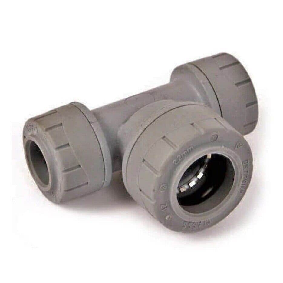 5 x Polyplumb 15-15-22mm reducing tees. Both ends reduced PB1622 ...