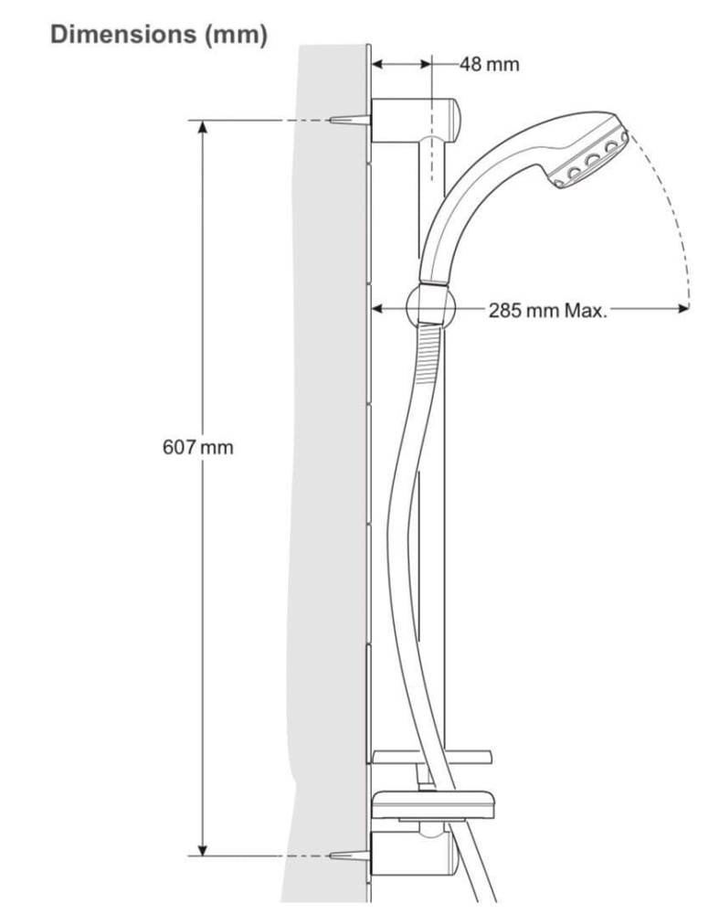 Rada Autotherm-3 EV Cat 5 bath/ shower riser rail kit in chrome. 1.1533 ...