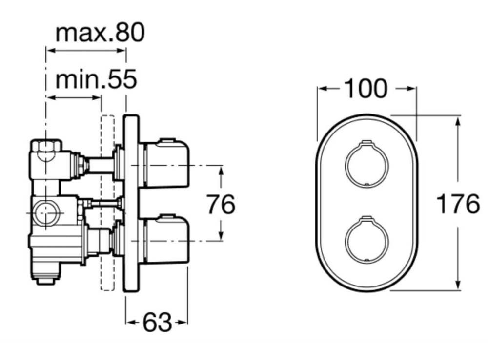 Roca Victoria-T built in thermostatic shower valve TATTY BOX ...