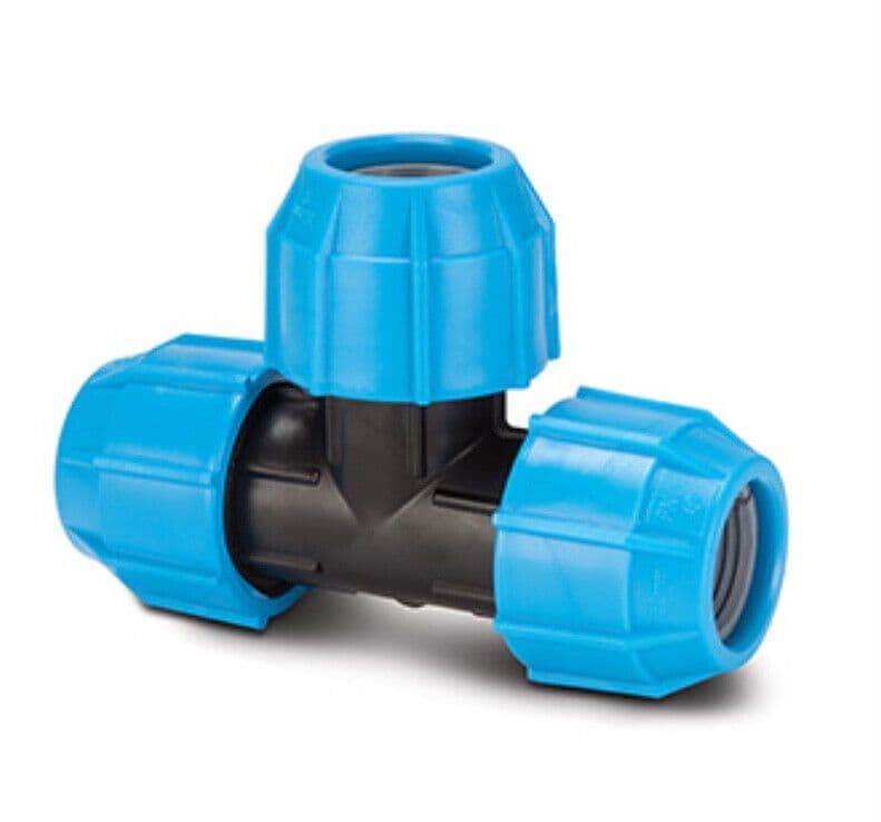 5 x Orcastar / Polyfast 20mm equal tees for blue MDPE water pipe ...
