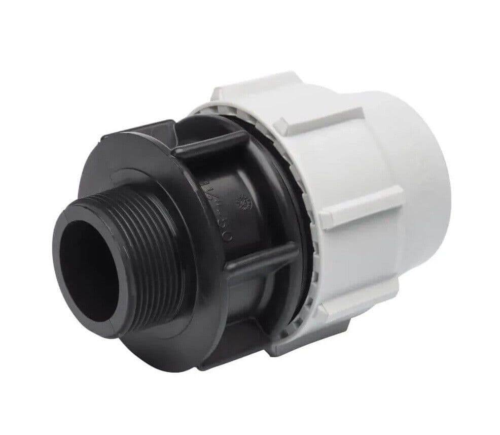 Plasson 90mm x 2″ BSP male iron straight adaptor for MDPE water pipe ...