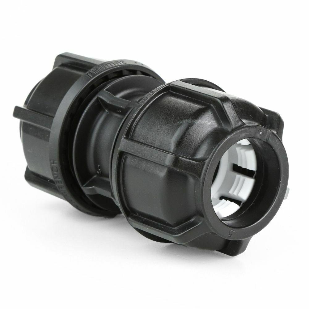 Philmac 40mm straight coupler for MDPE water pipe. 40 mm Compression coupling - Plumbing Gear