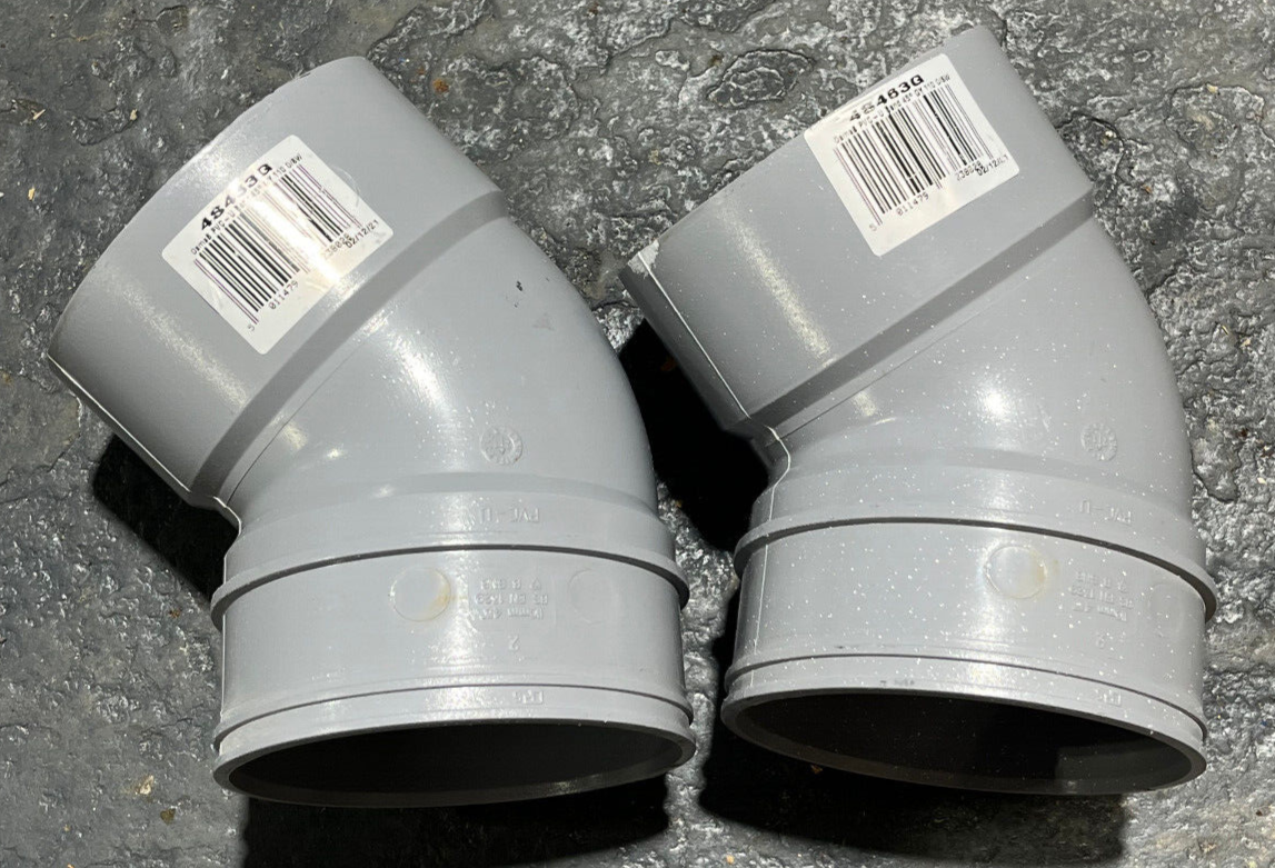 2 x Wavin Osma Solvent Weld 45 Degree Bend Pipe 110mm (4”) 4S463G 4S463 ...